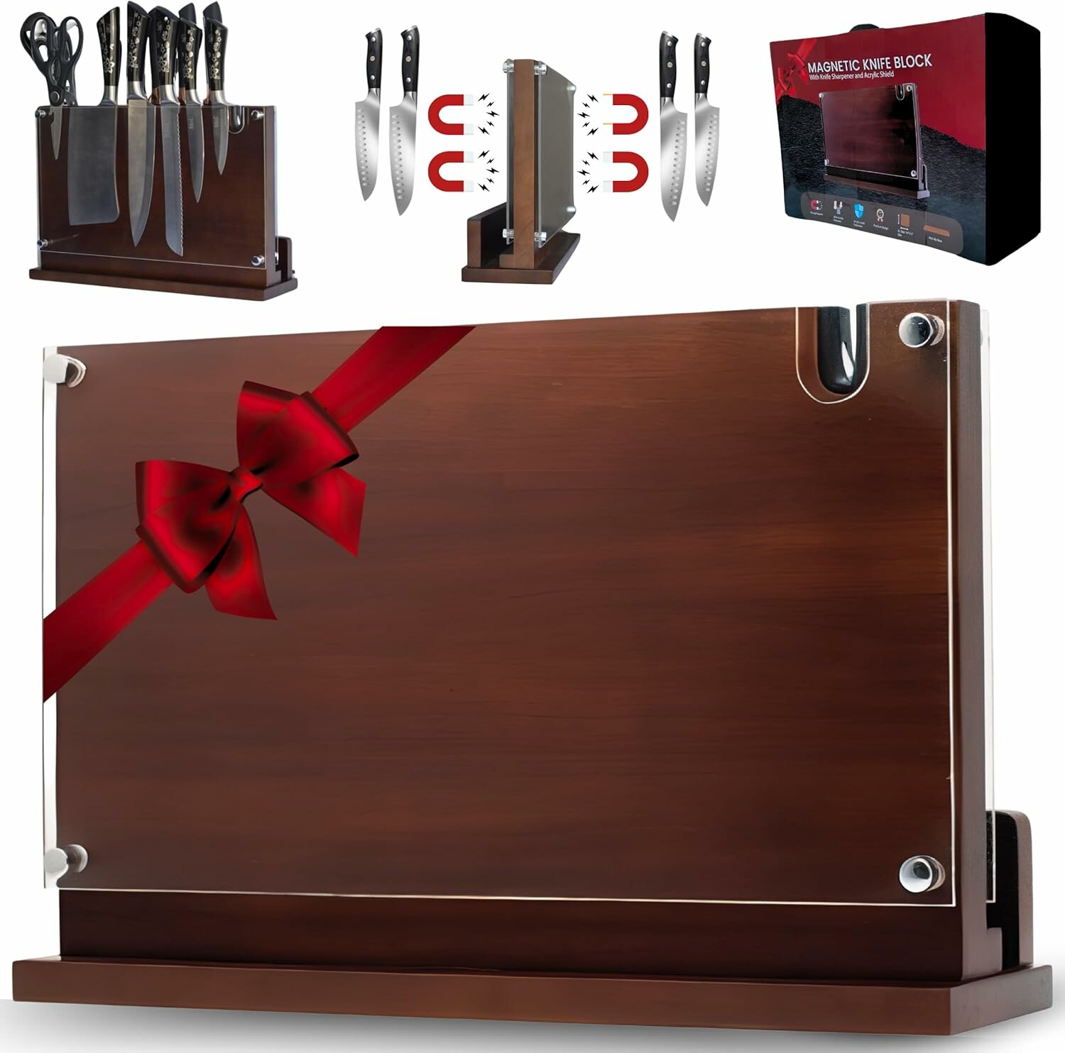 Большой деревянный магнитный блок для ножей