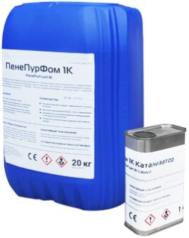 Состав Инъекционный Penetron ПенеПурФом 1К + Катализатор 21кг Гидроизоляционный для Остановки Напорных Течей в Швах, Трещинах в Бетоне / Пентрон.