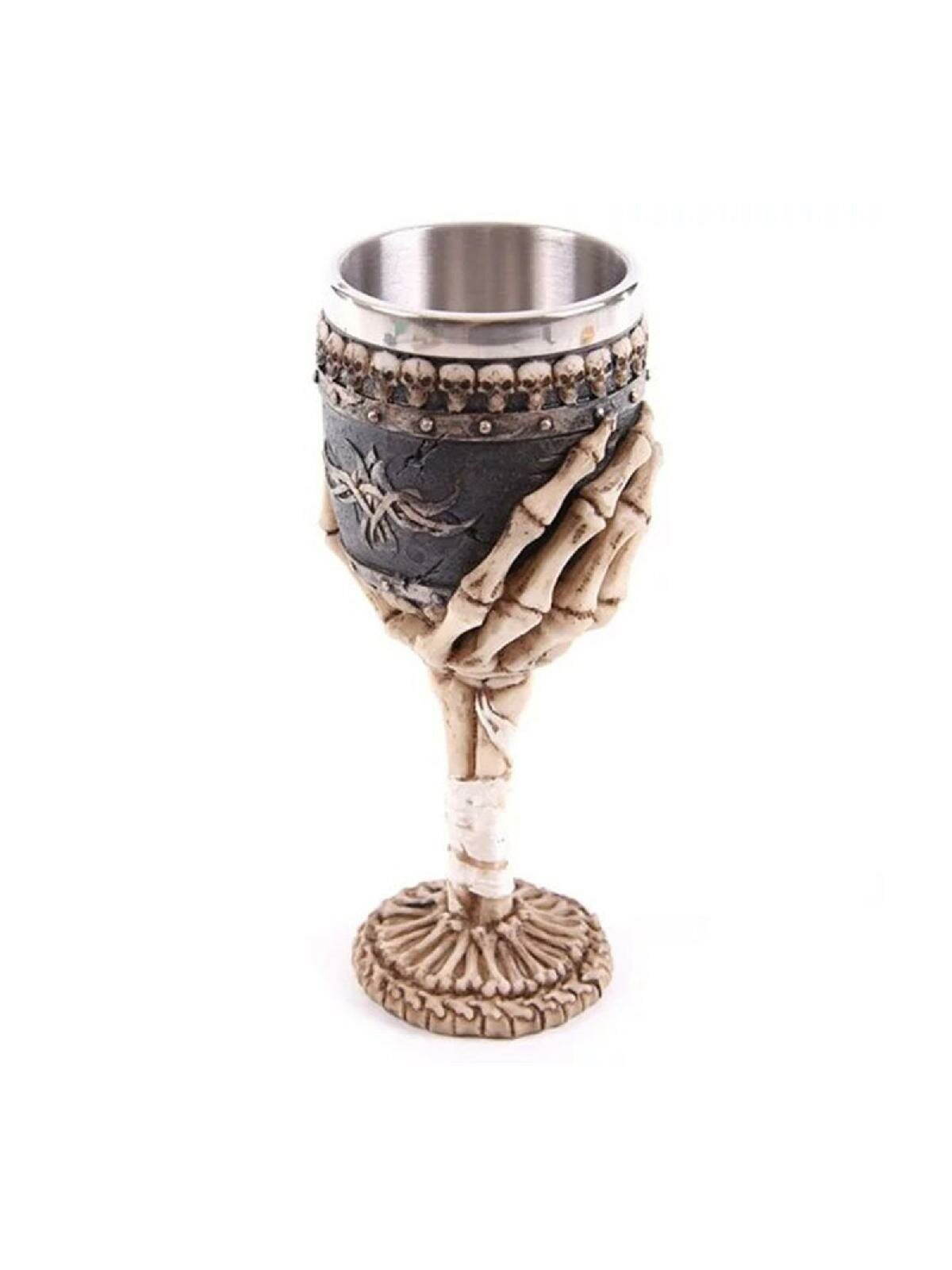 Чаши-бокалы для питья, чаши-бокалы в форме черепа, чашки-черепы для рук, двухстенные чаши для питья из смолы и нержавеющей стали