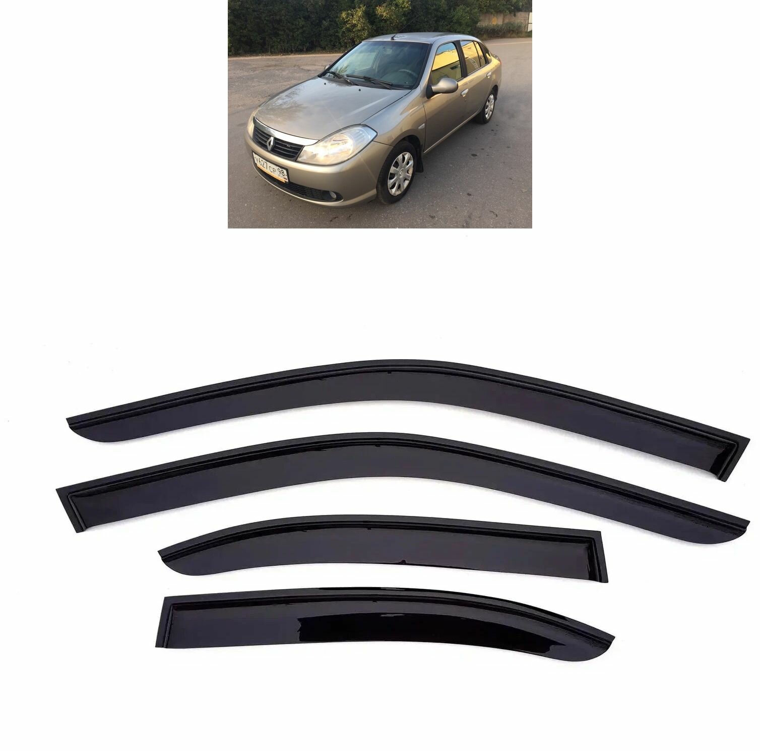 Дефлекторы боковых окон RENAULT Symbol Рено Симбол II (2008-2012)