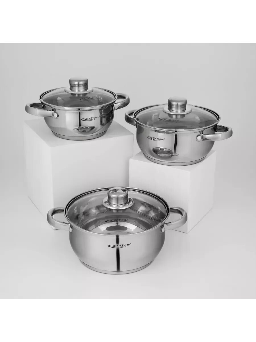 Набор кастрюль 1,6/2,2/3,2 л "Грeтта" 3 предмета