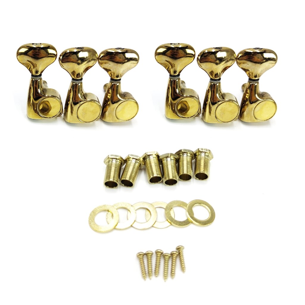 1 комплект из 6 штук, народная акустическая гитара, электрогитара, рыбий хвост, полностью закрытые струнные пуговицы-золото-6L