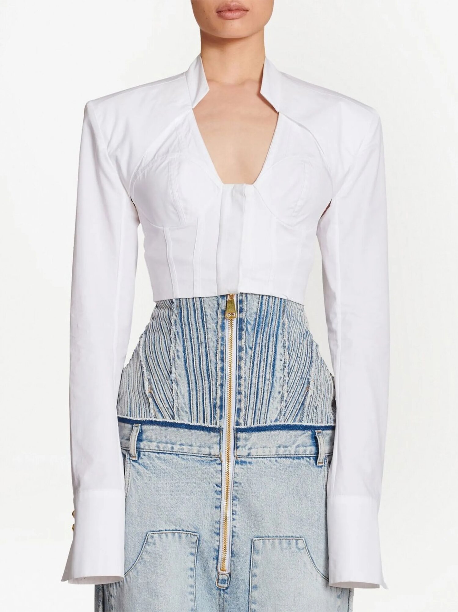 Блуза BALMAIN, размер 36 FR, серебристый — фото 1