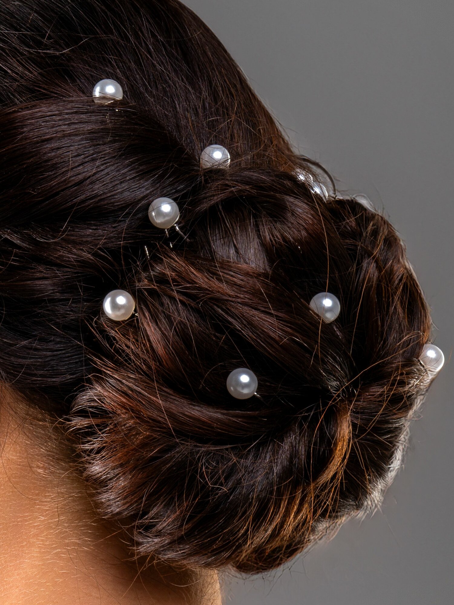 Шпильки для волос "MONALUNA", с жемчугом, серебристые, 20 штук