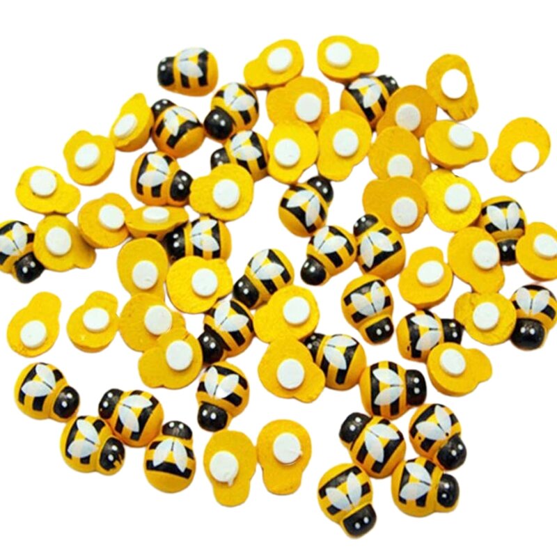 100 шт. Деревянные пчелки на клейкой основе