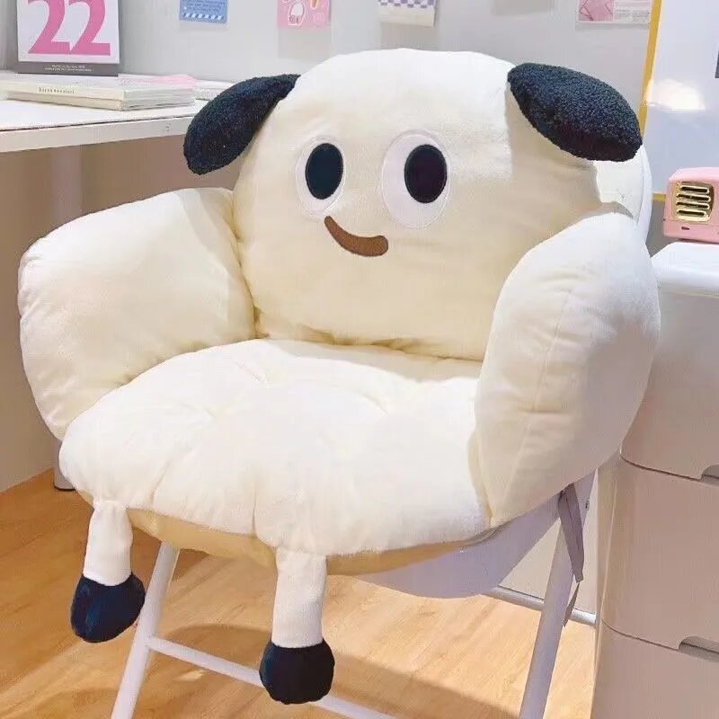 Кресло-мешок Груша, Мягкая миленькая подушка с спинкой， Бархат, Размер M, белый, черный