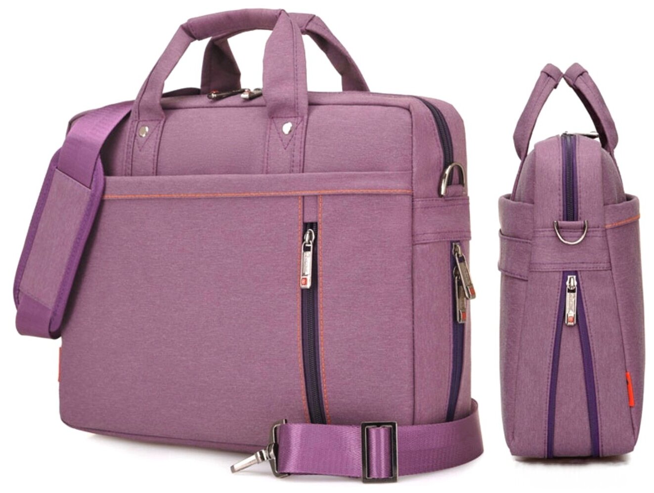 Сумка-портфель MyPads M136-246 из нейлоновой непромокаемой ткани для ноутбука MSI Huawei Xiaomi Lenovo Dell Macbook Pro Air 15.6/ 16.0" дюймов большая вместительная с дополнительными карманами женская фиолетовая