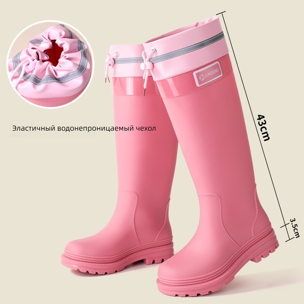 Полусапожки со шнурком, водонепроницаемые резиновые сапоги, очень высокие женские сапоги для взрослых, модные новые нескользящие длинные резиновые сапоги