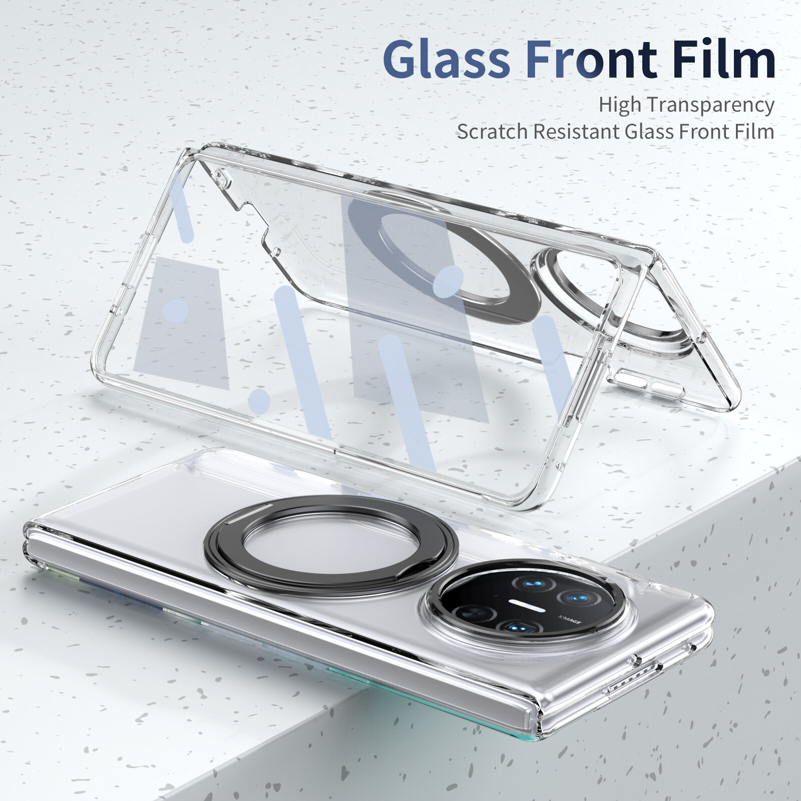 Подходит для Huawei Mate X5 / Хуавей Мейт X3 Чехол для смартфона, складной подставкой для телефона и защитной пленкой для экрана, Мейт X5, подставка, прозрачный,360° Полная защита, пластик, стекло,