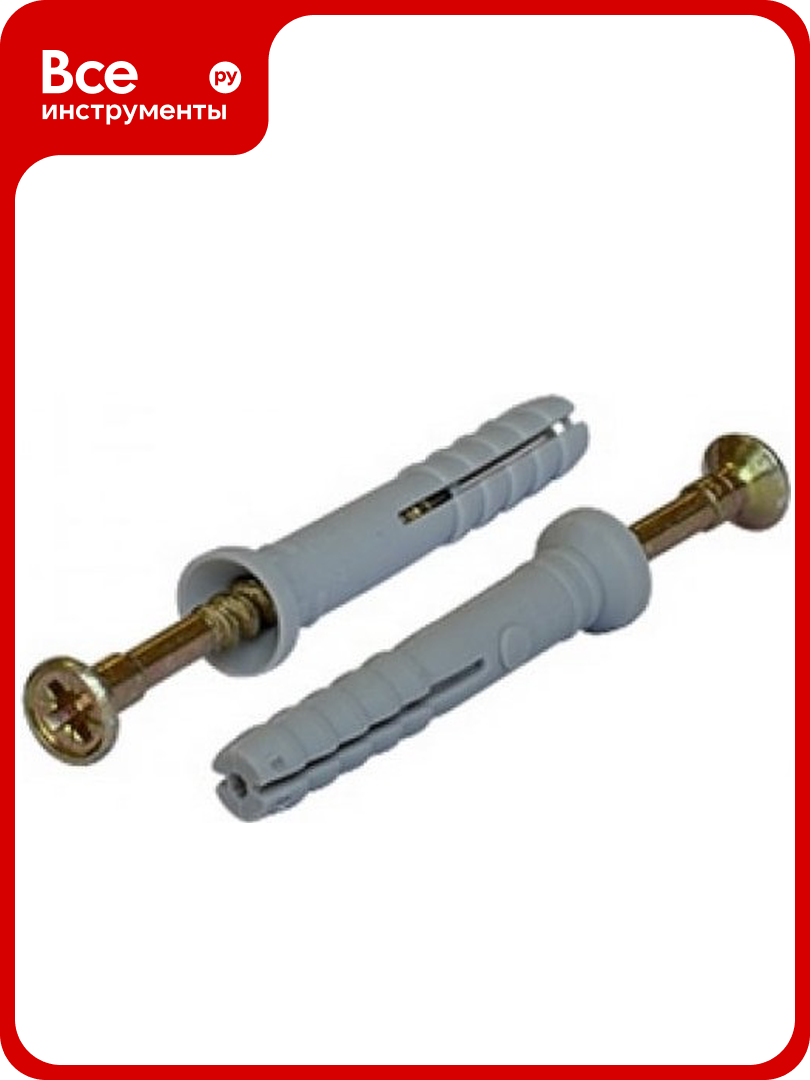 Дюбель-гвоздь 6х40 потайная манжета, полипропилен 300шт - пакет Tech-Krep 125575, надежное