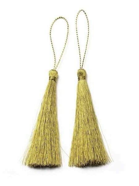 Кисточки для штор ШвейТорг, золотистые, 10см, текстиль, фабричное производство, 50шт