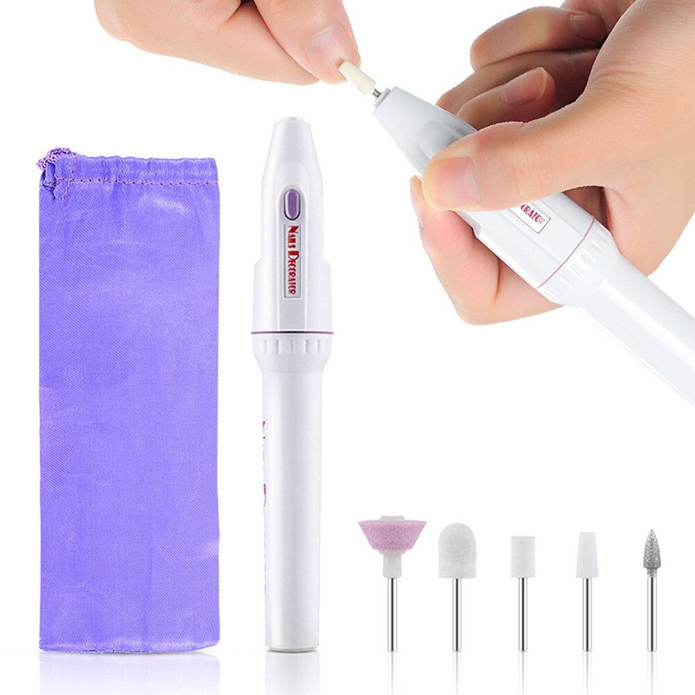 Машинка для фрезерования гелевых ногтей, набор пилочек для ногтей 6 в 1 с насадками, инструменты для маникюра и педикюра для использования в салоне, простой в использовании набор для ухода за ногтями