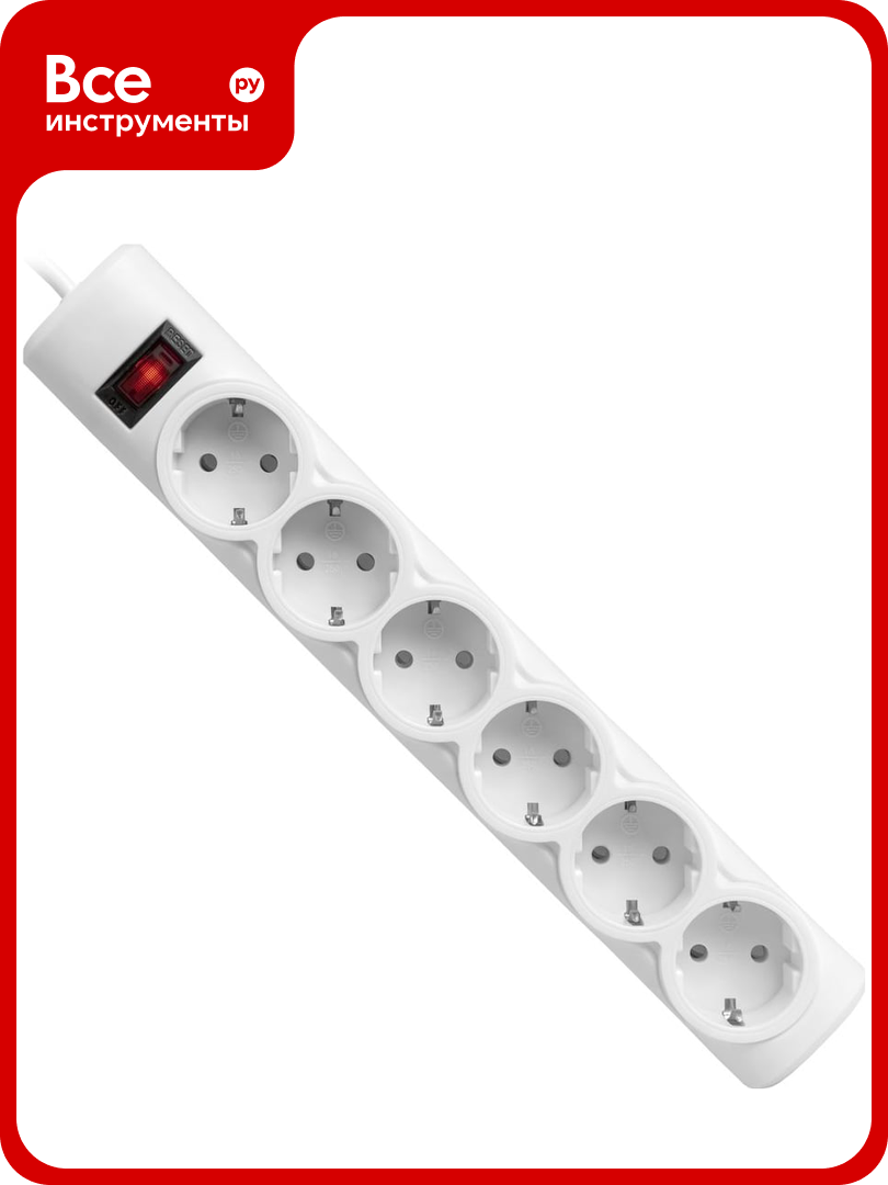 Сетевой фильтр Defender DFS 151 1,8 м, белый, 6 розеток 99489