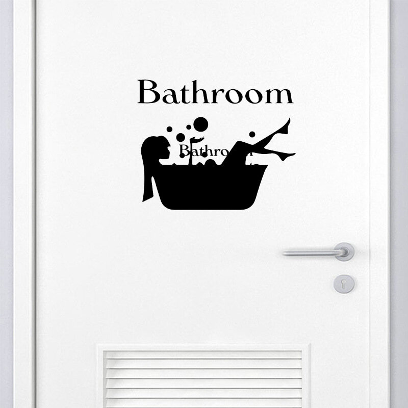 Наклейки на стену ванной комнаты, силуэт женщины в ванне, съёмные настенные наклейки из ПВХ для ванной комнаты, туалета, душевой комнаты, домашнего декора