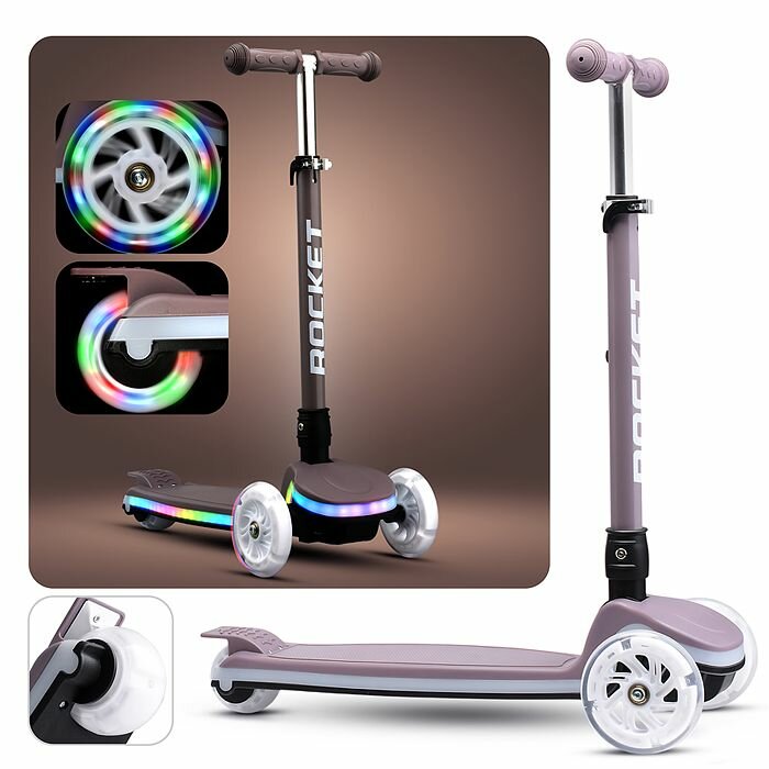 Самокат детский Oubaoloon трёхколёсный, колёса световые PU, цвет фиолетовый