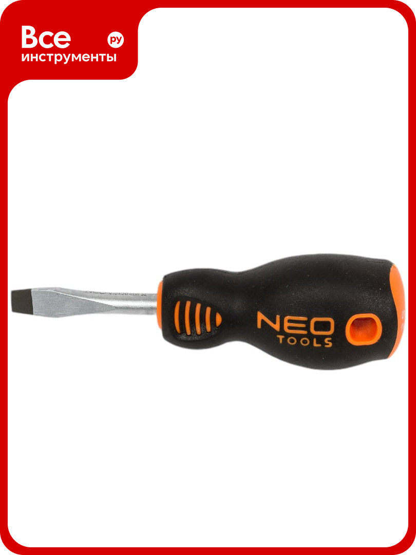 Шлицевая отвертка NEO Tools 6.5x38 мм 04-001, с мелким крепежом, двухкомпонентная рукоять, магнитный CrMo наконечник