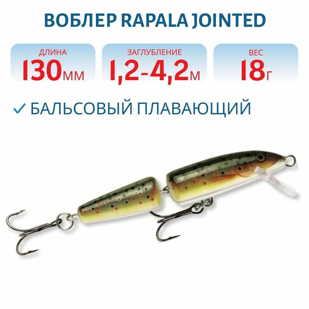 Воблер Rapala Jointed 13, 18 гр, цвет TR