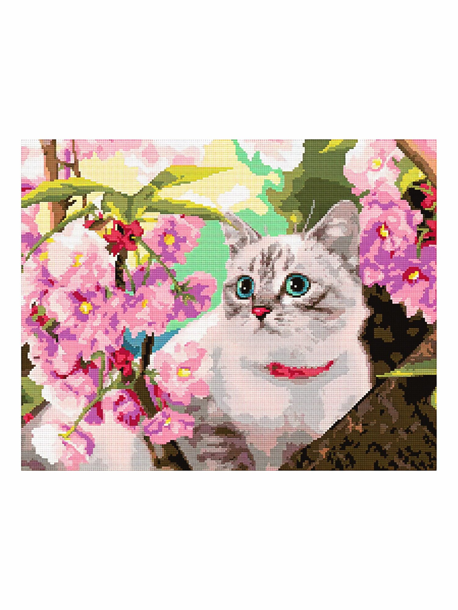 Алмазная мозаика "Кошка" с квадратными стразами, набор для детского творчества, создание аппликаций из страз, развивающая игра для детей, полное заполнение, 40 х 50 см.
