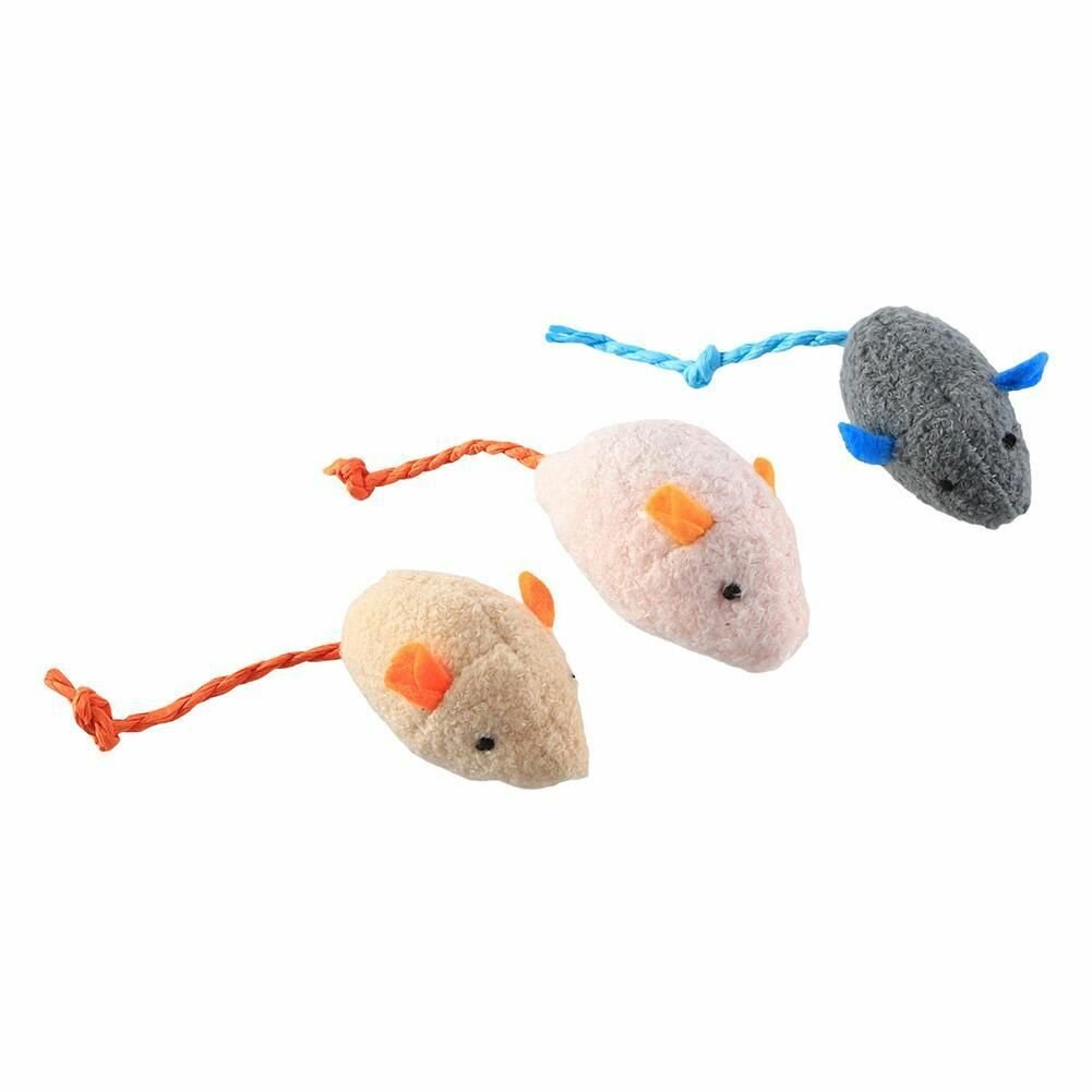 Плюшевая игрушка-мышь для кошек, с кошачьей мятой, 3 шт, для развлечения и развития