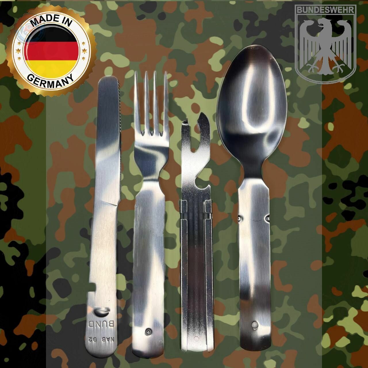 Походный набор столовых приборов KFS Set, складной туристический комплект из нержавеющей стали для рыбалки, охоты и кемпинга