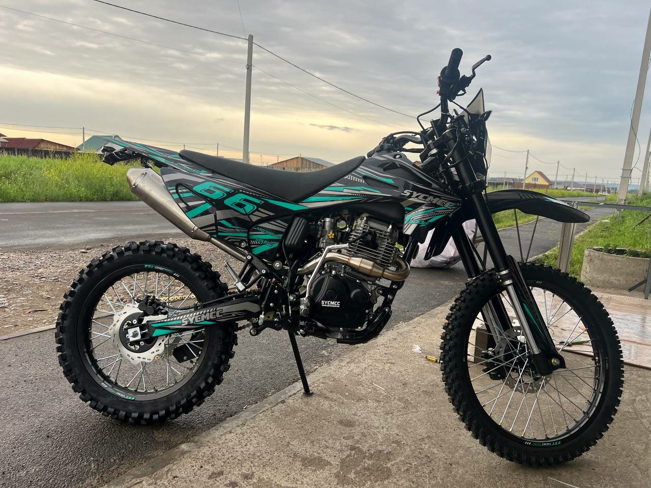 Мотоцикл Sycmcc 66 воздушное охлаждение 177FMM механика 5 скоростей Эндуро Кросс синий
