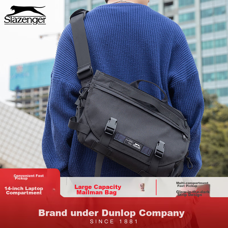 Slazenger Trendy Crossbody Bag for Men, Large Capacity Shoulder Bag for IPad And Tablet, Commuter Casual Messenger Bag