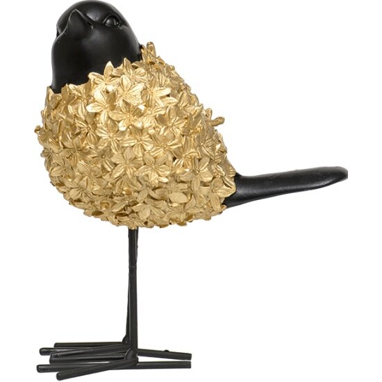 Птица декоративная Вещицы 12.2х7х13.5 см, полирезин, золотой/черный (Tin-11)
