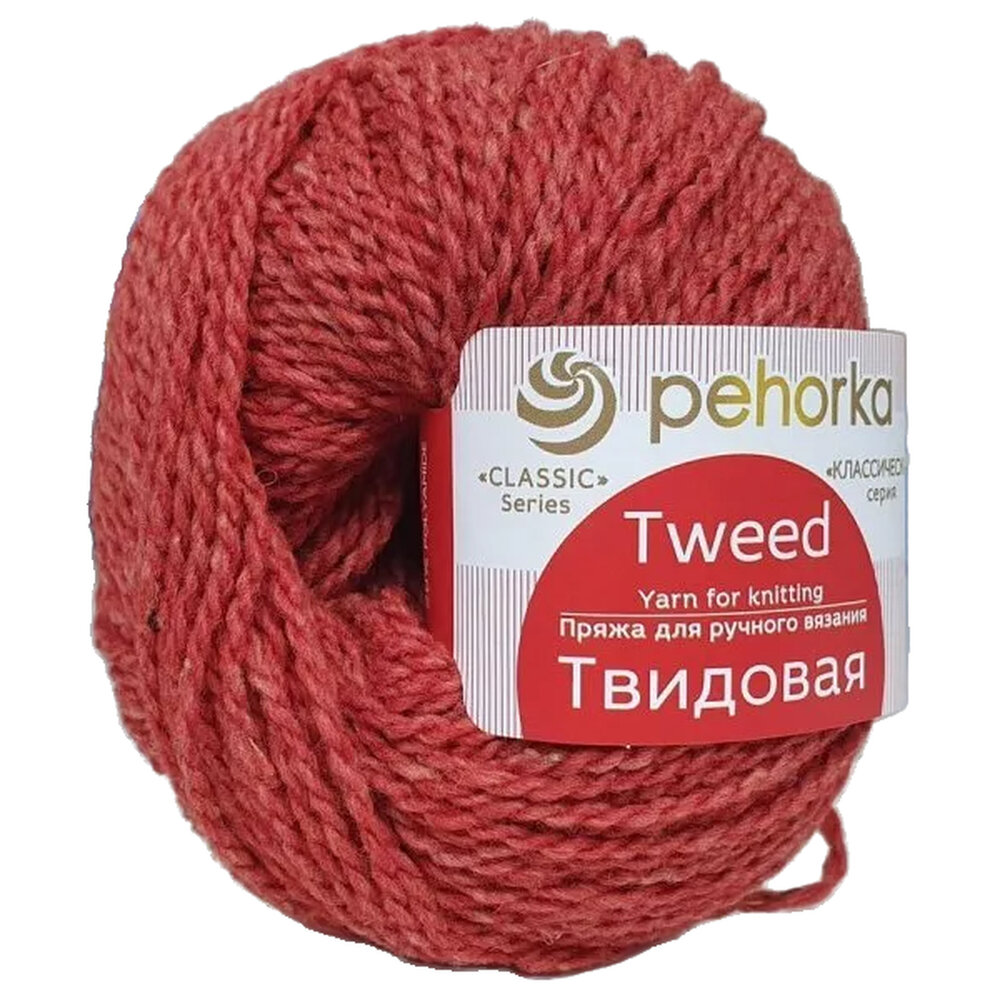 Пряжа для вязания Пехорка Твидовая 1597 сангрия 50 гр/100 м 80% шерсть, 20% полиамид
