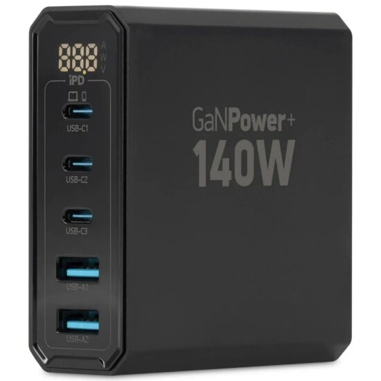 Сетевое зарядное устройство Digma Pro DPW10A 140Вт, 5A (PD+QC) 3хUSB-C/2xUSB-A, черный (DPW1A4G)