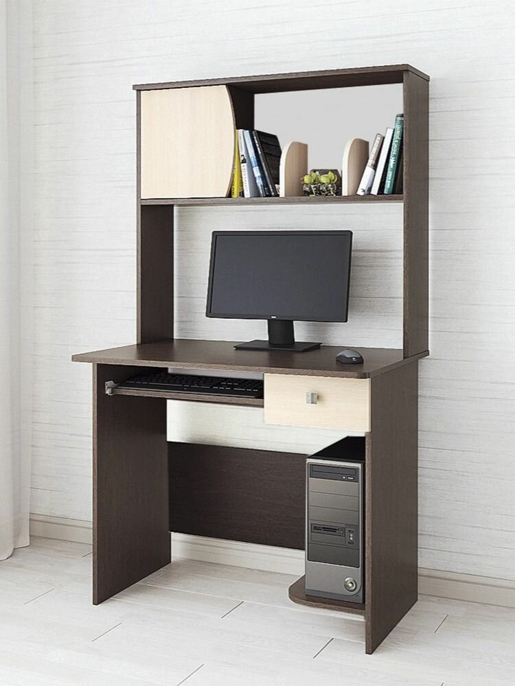 Компьютерный стол Грета-4 1580*900*600 в цвете венге/дуб молочный