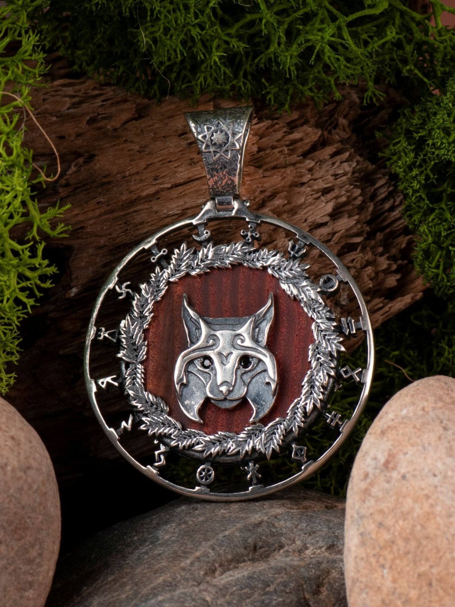 Подвеска Сила Предков, серебро, 925 проба, чернение, шпинель