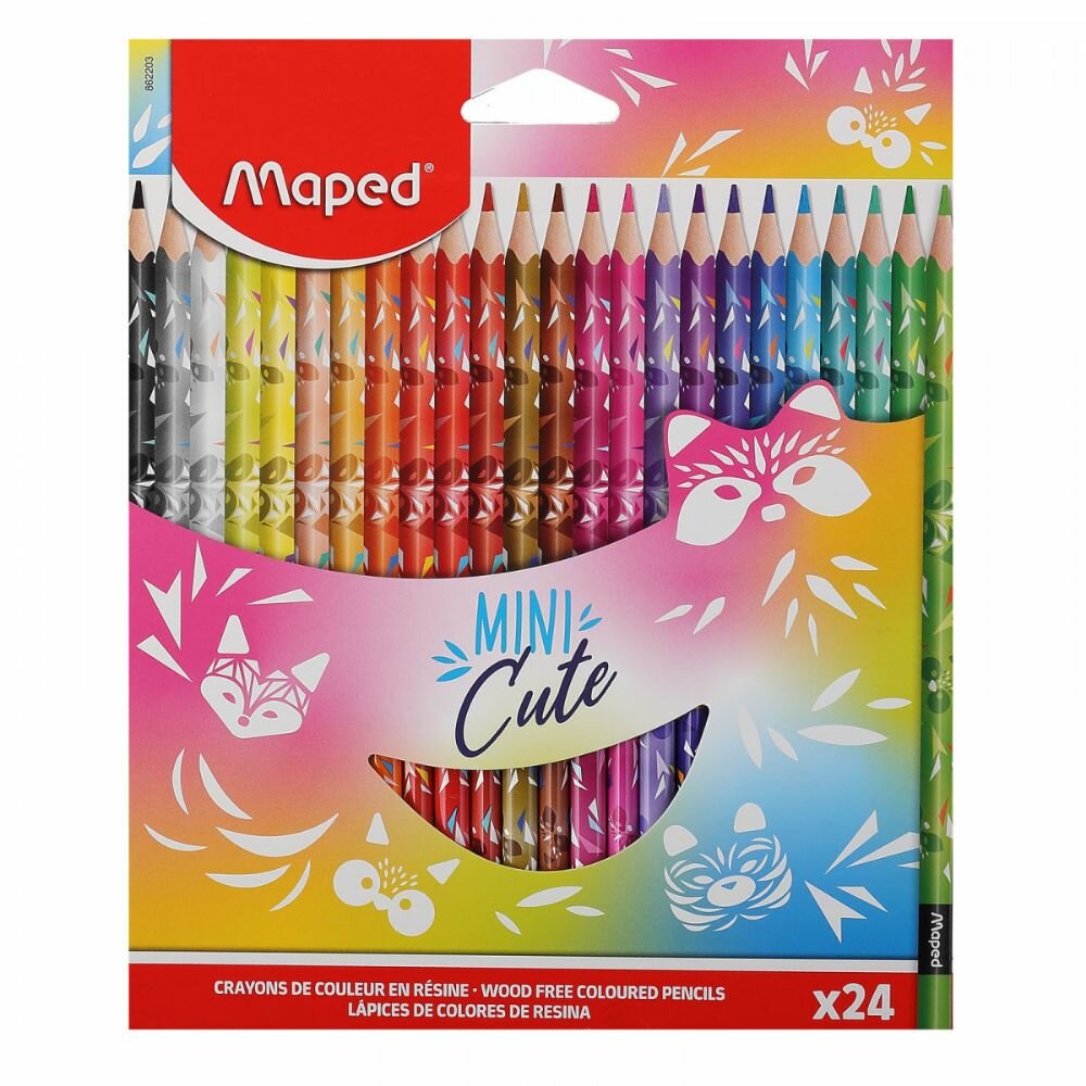 Карандаши цвет. 24цв Maped Mini cute , пластиковые, декорированные