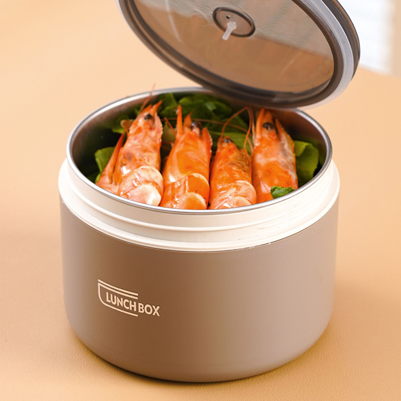 Круглый изолированный ланч-бокс из нержавеющей стали 304, переносной термоконтейнер для еды для путешествий, офиса, кофе