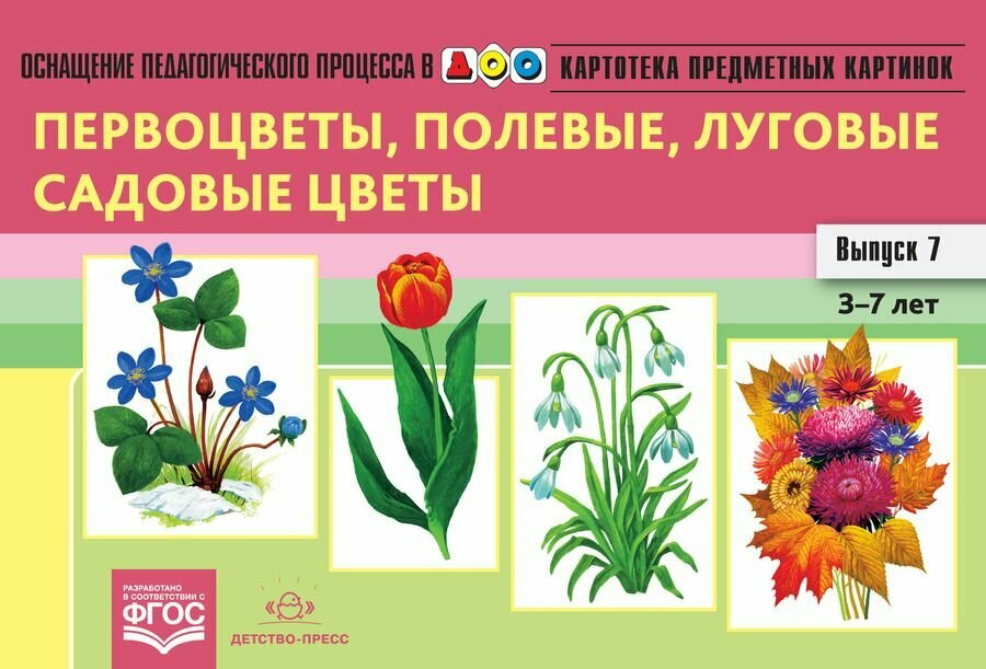 Картотека предметных картинок. Выпуск 7. Первоцветы, полевые, луговые, садовые цветы