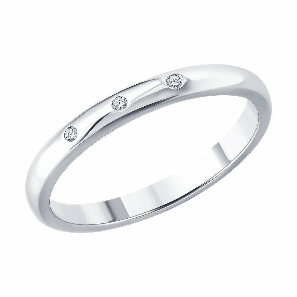 Кольцо, серебро, 925 проба, родирование, бриллиант