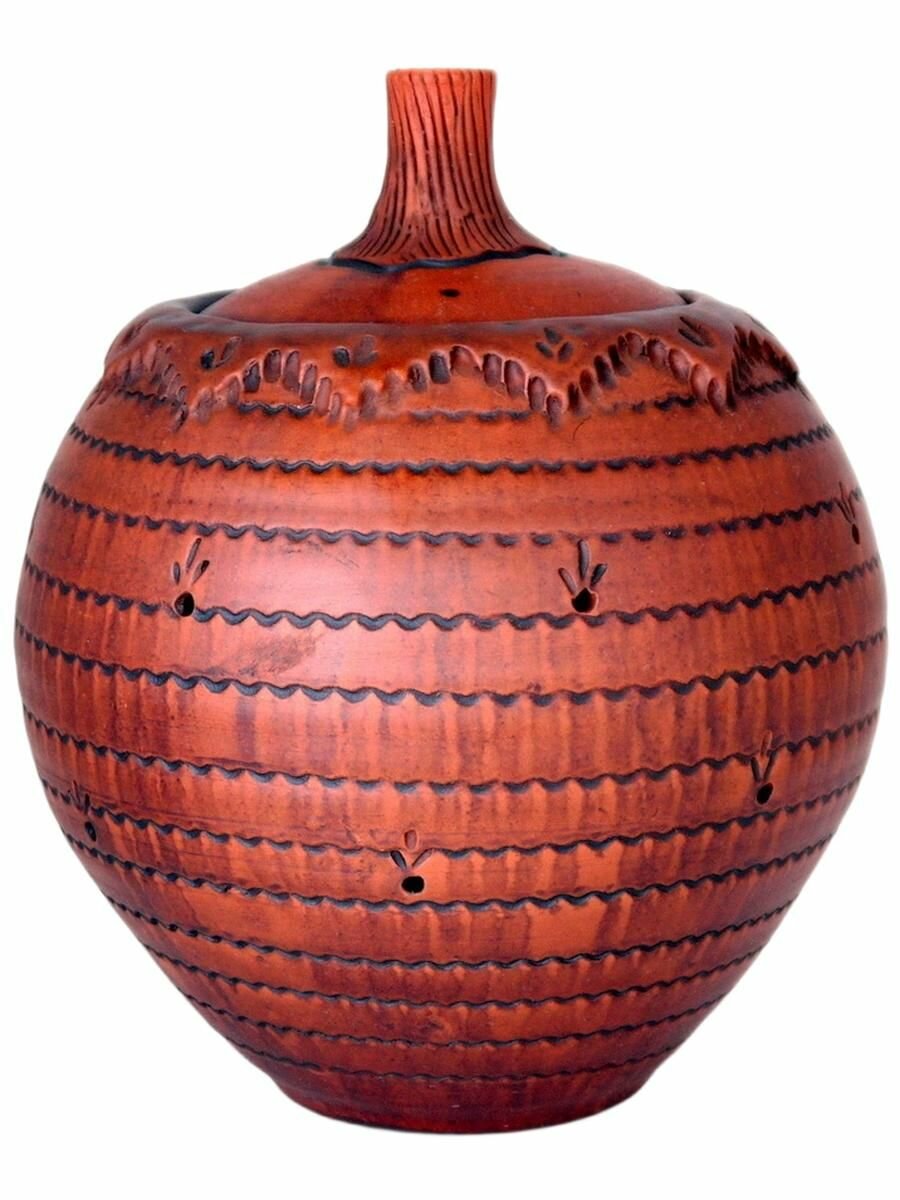 Емкость для лука, чеснока, Банка Клубничка 1, глина, керамика, ручная работа