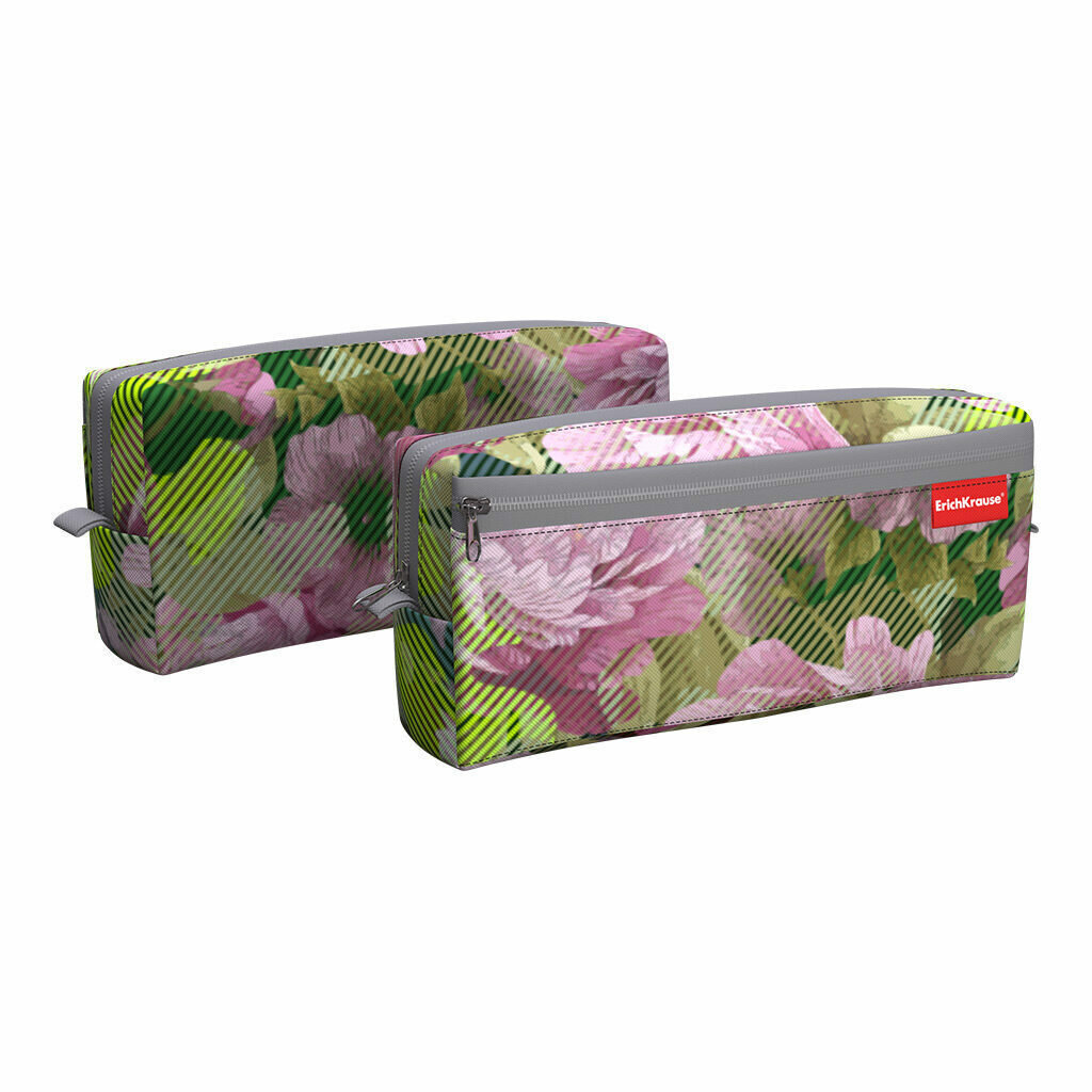 Пенал-косметичка Erich Krause 2 отделения 210х100х50 мм, молния, полиэстер "Garden Flower"