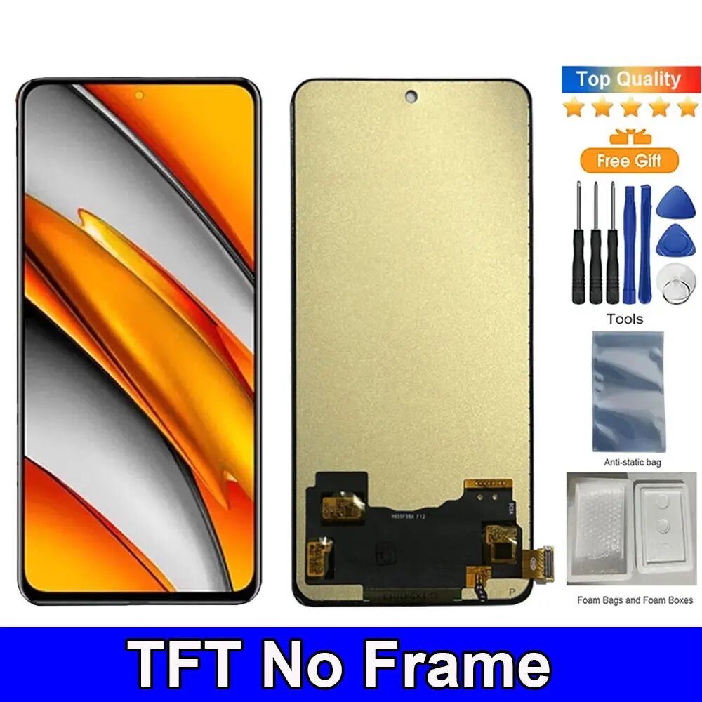 AMOLED 6,67 'для Xiaomi Poco F3/F3 Pro ЖК-дисплей с рамкой, сенсорная панель, дигитайзер для Poco F3 M2012K11AG, замена экрана TFT No Frame