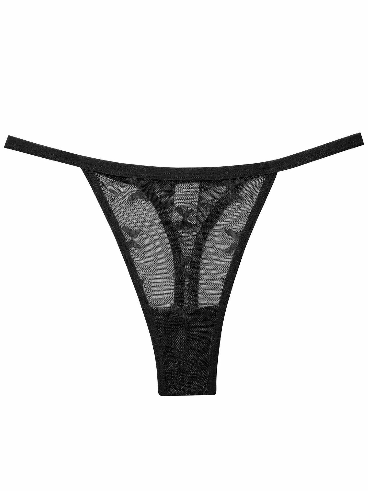 Женские стринги-бабочки, Черный - L
