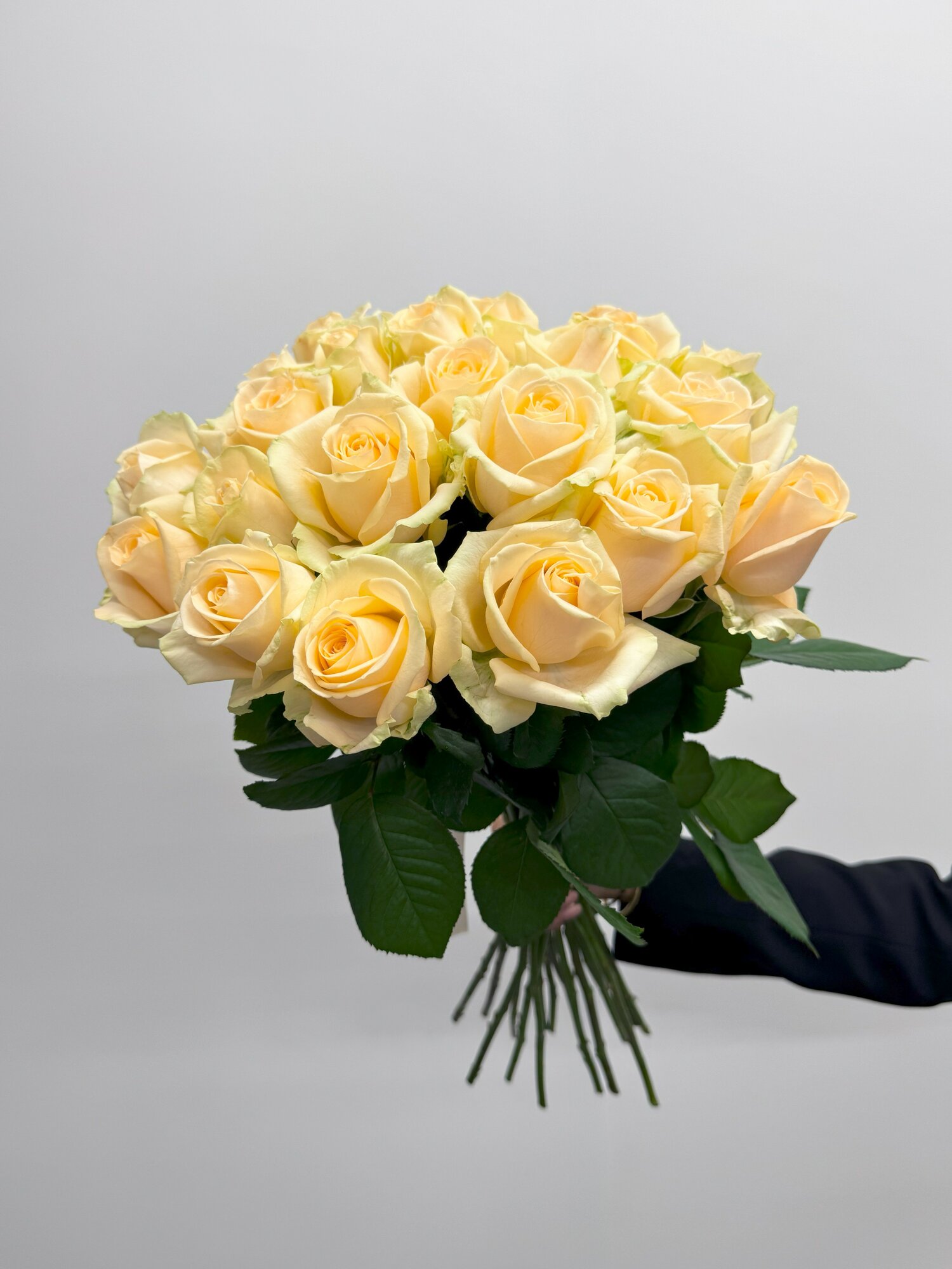 Букет живых цветов, персиковые розы 21 шт 50 см. "Пич Аваланж", флау стор