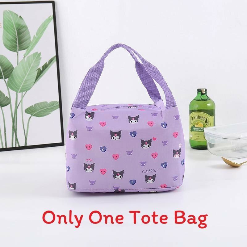 Kuromi waterproof cartoon lunch bag with insulated design for school and office use, kuromi
