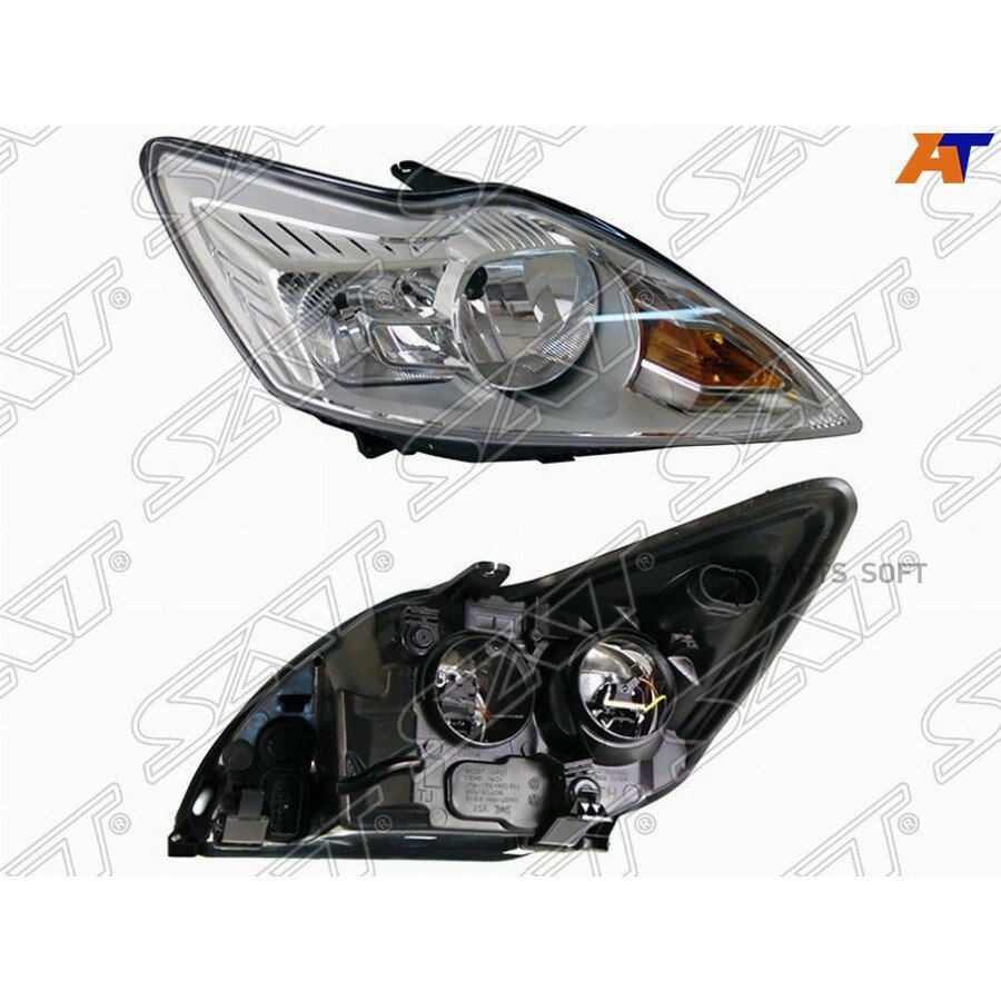 Фара Ford Focus 07-11 (Справа/ Галоген/ Ручная регулировка) от официального дистрибьютора, SAT, артикул ST4311170CR