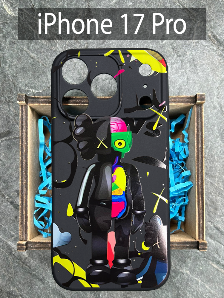 Силиконовый защитный чехол на iPhone 17PRO с принтом Kaws для Айфон 17PRO
