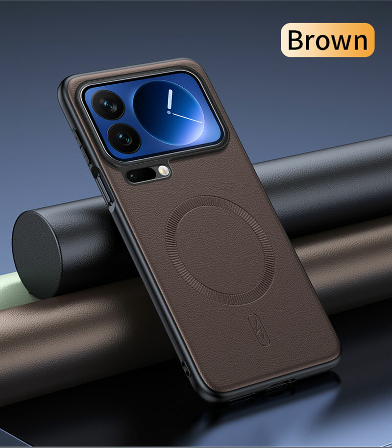 Чехол для Xiaomi 17 Pro/Сяоми 17 Про, матовая поверхность, чехол-кардиомонитор, искусственная кожа, поликарбонат (PC), защита камеры, ударопрочный, усиленные углы, soft touch, Xiaomi, Xiaomi 17 Pro, brown,