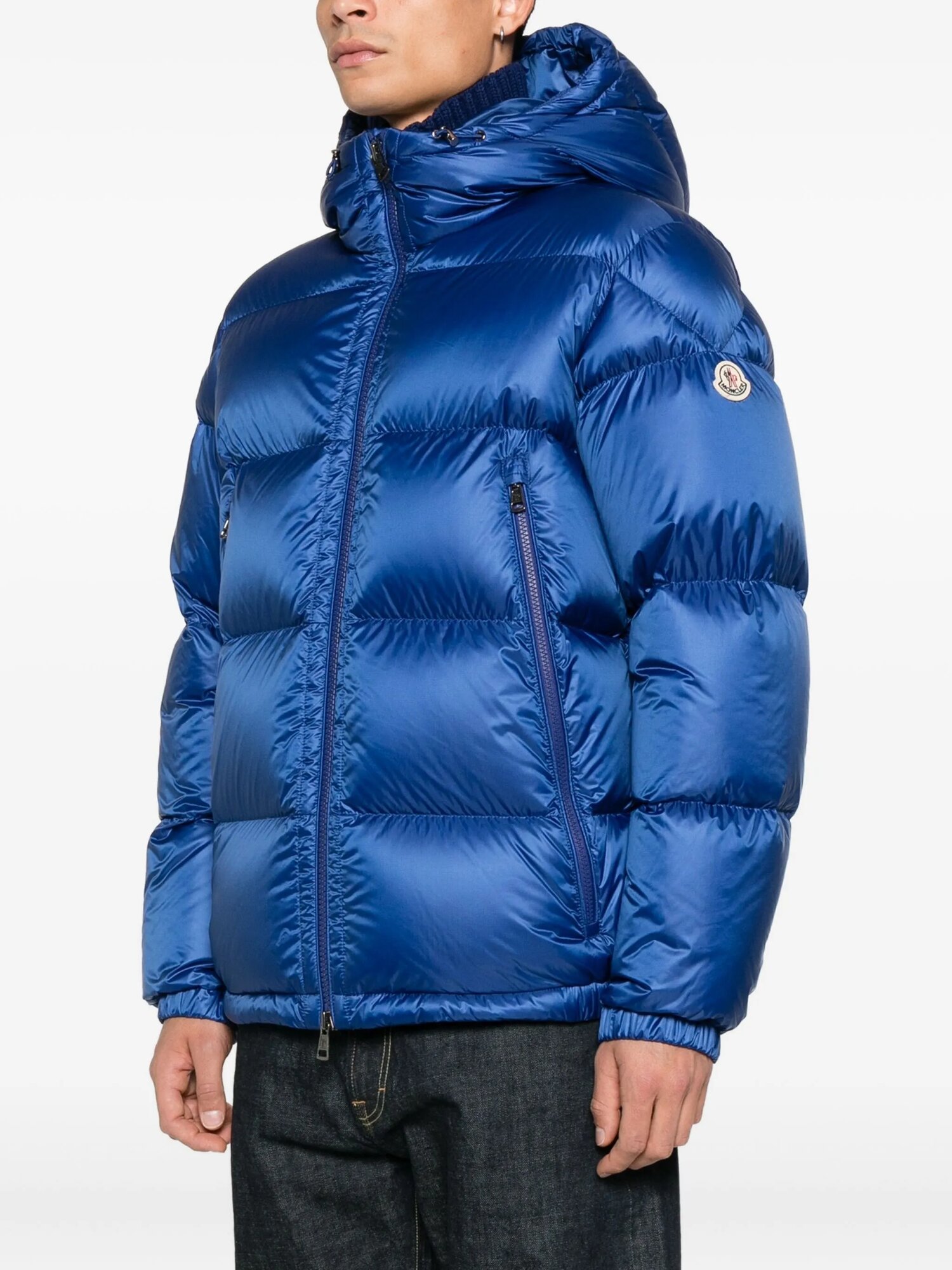 Пуховик Moncler, размер 52, синий — фото 1