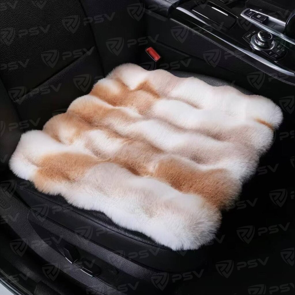 Накидка на сиденье "PSV" Rex Lux PAD искусственный мех бело-коричневый 45Х45 (1 шт.)