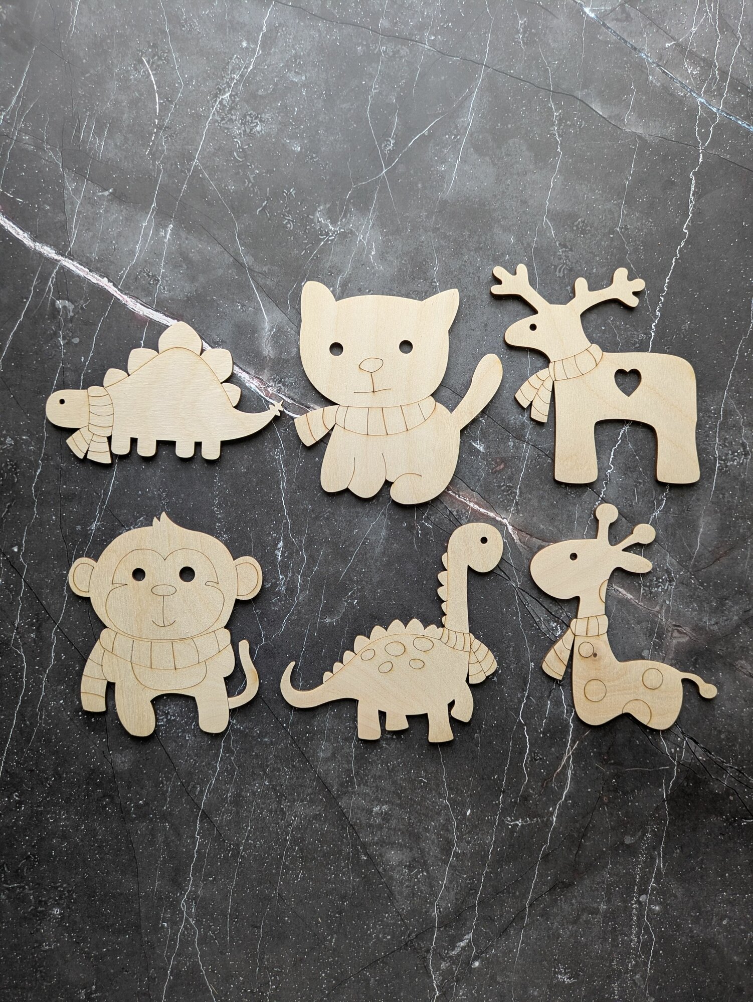 Магниты на холодильник из фанеры для раскрашивания, 6 шт.