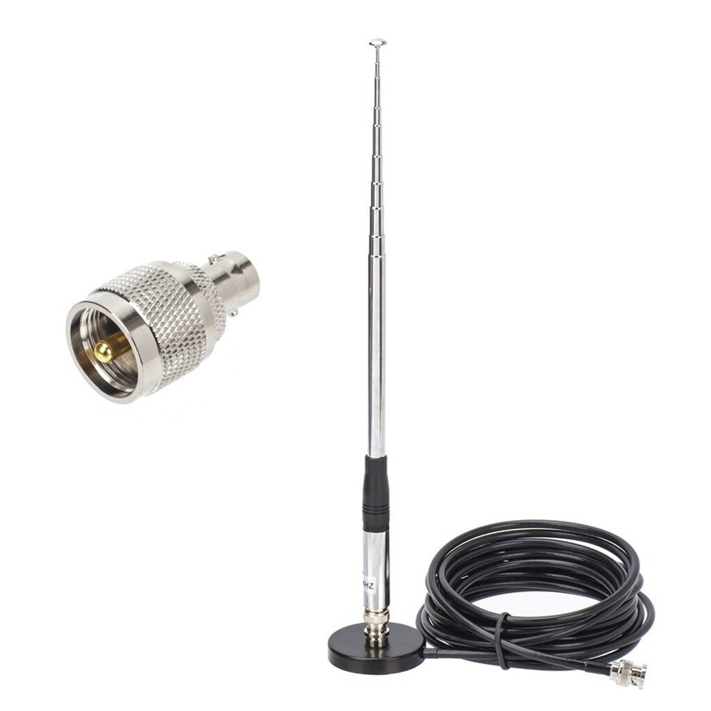 Телескопический Комплект Антенн 27 МГц BNC 9-51 дюйма, Коаксиальный кабель длиной 5 м, Подходящий для радиостанций CB, Включает Магнитное основание и адаптер PL259