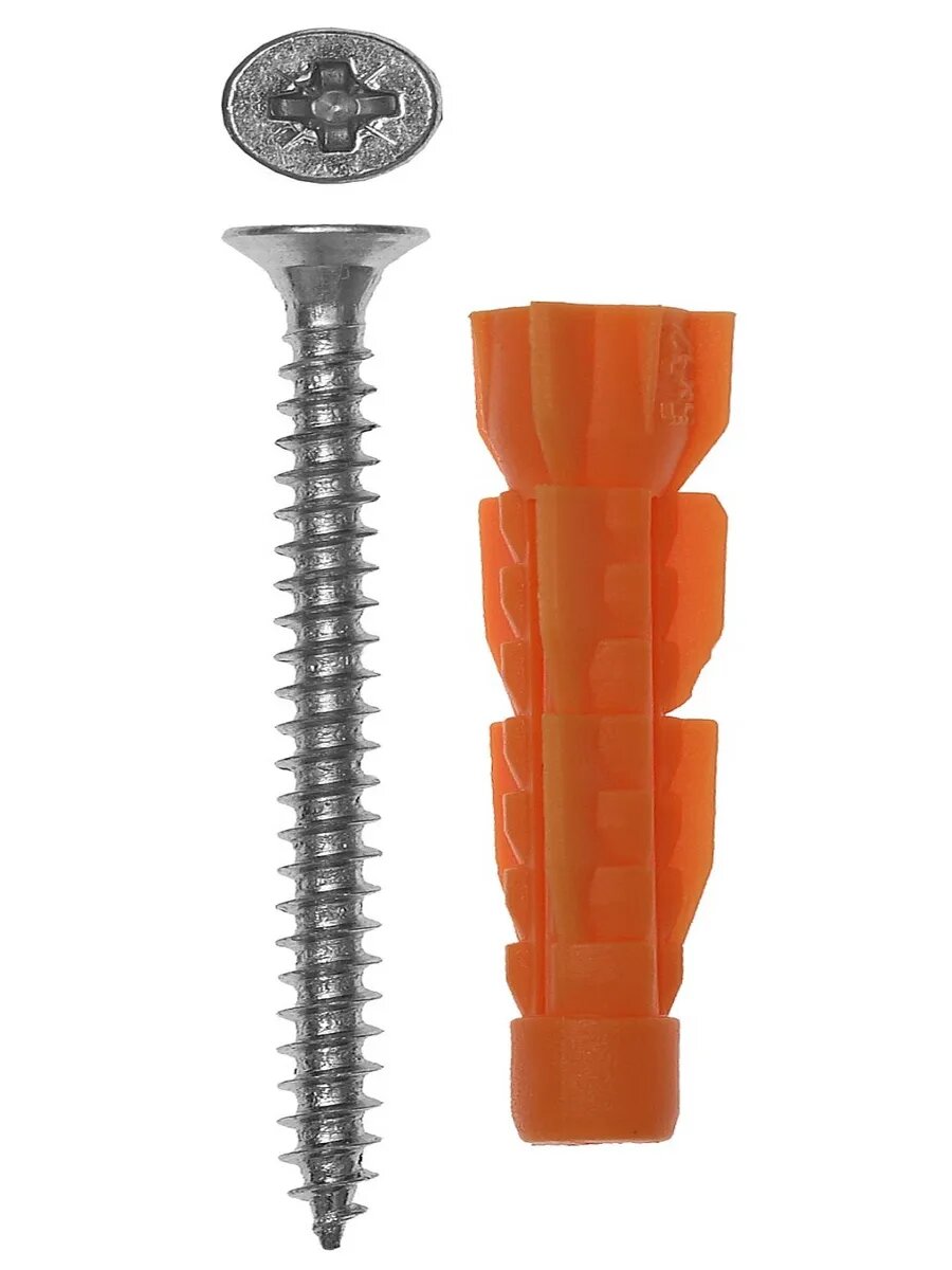 8 х 52 мм, 6 шт, без бортика, универсальный дюбель с шурупо