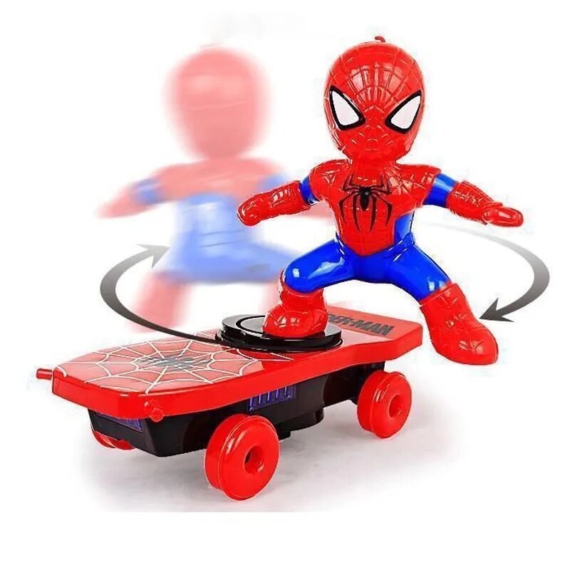 Детские игрушки / Самокат-неваляшка с человеком-пауком / Музыка + освещение